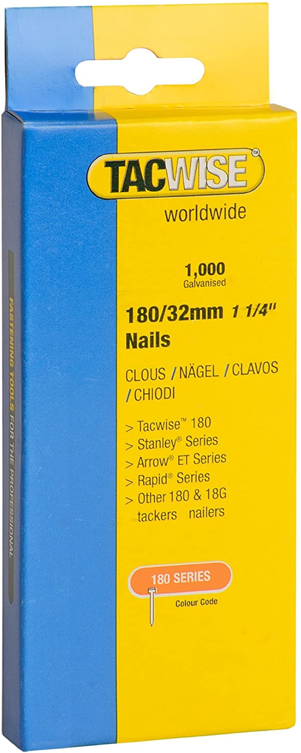 Tacwise 0363, 180/32mm Nails, 180 Series Nails, Pack of 1000, Galvanis