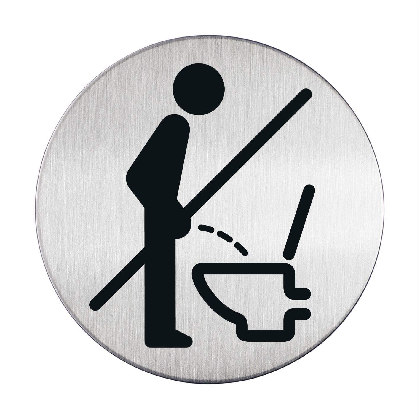 Durable Adhesive Please Sit Down Symbol Bathroom Toilet Sign | Stainle