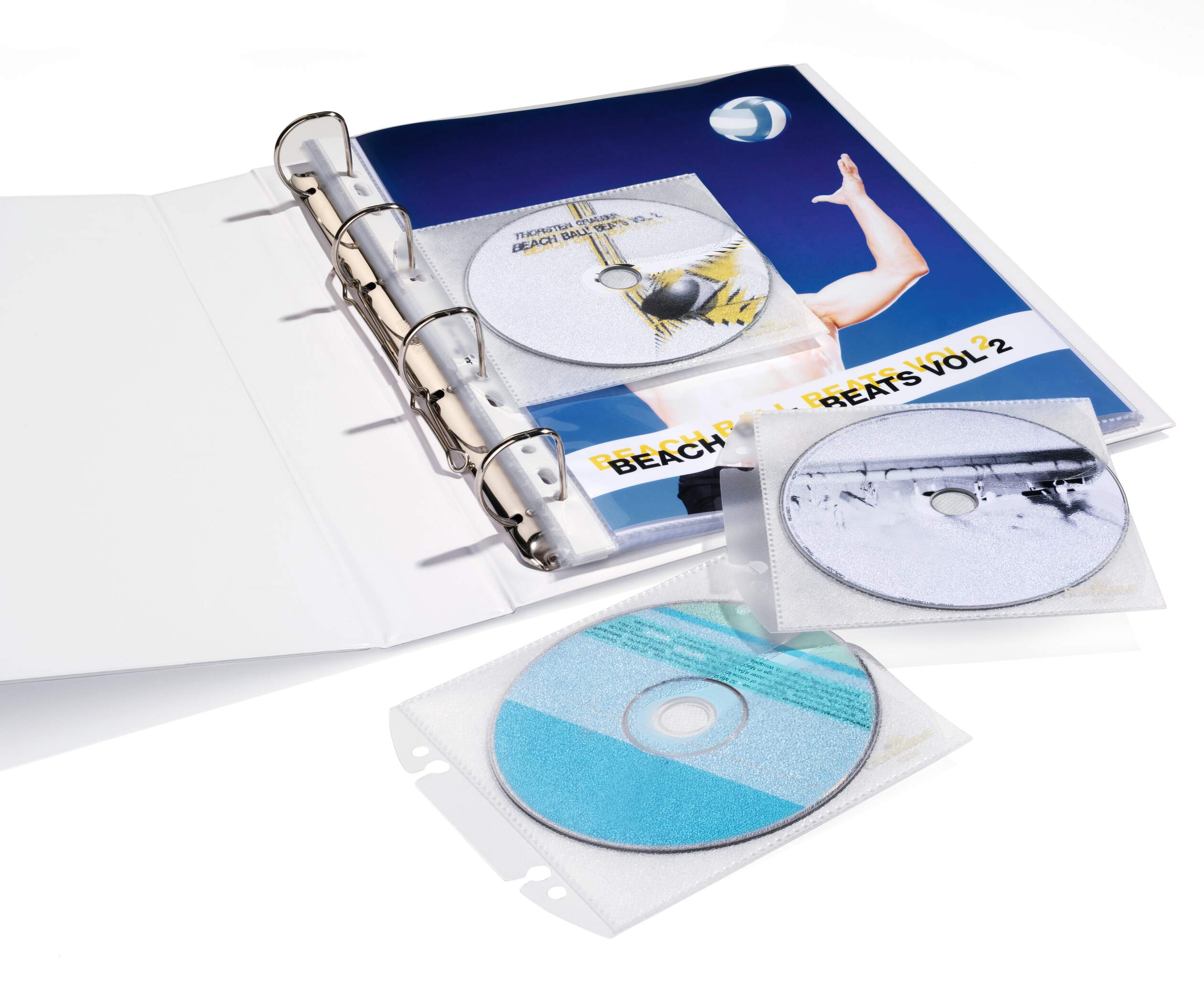 Durable CD/DVD Punched Pocket Wallet Sleeve for 2 Discs | 10 Pack | Cl