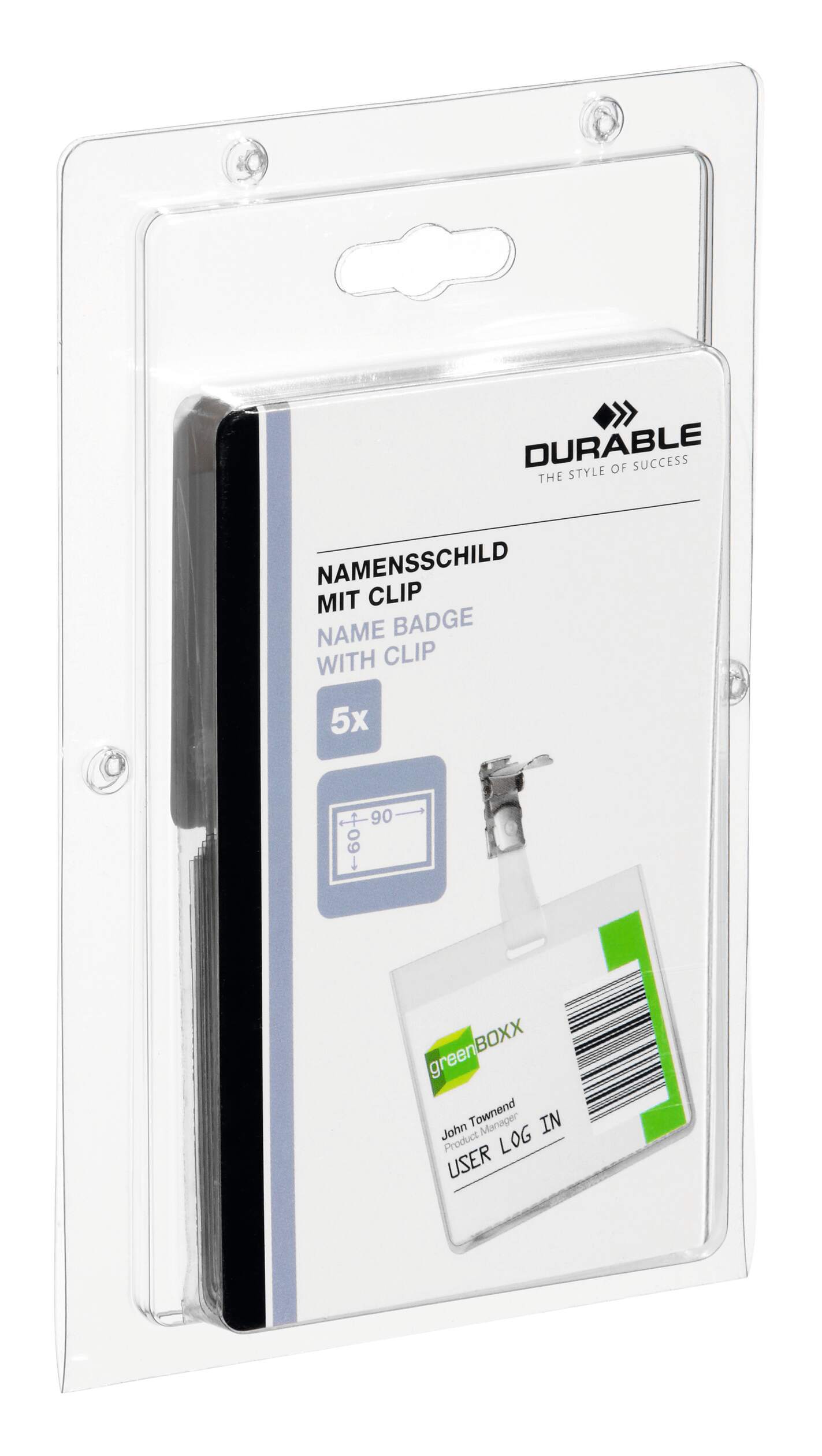 Durable Metal Clip Name Tag ID Badge Card Holders + Inserts | 5 Pack