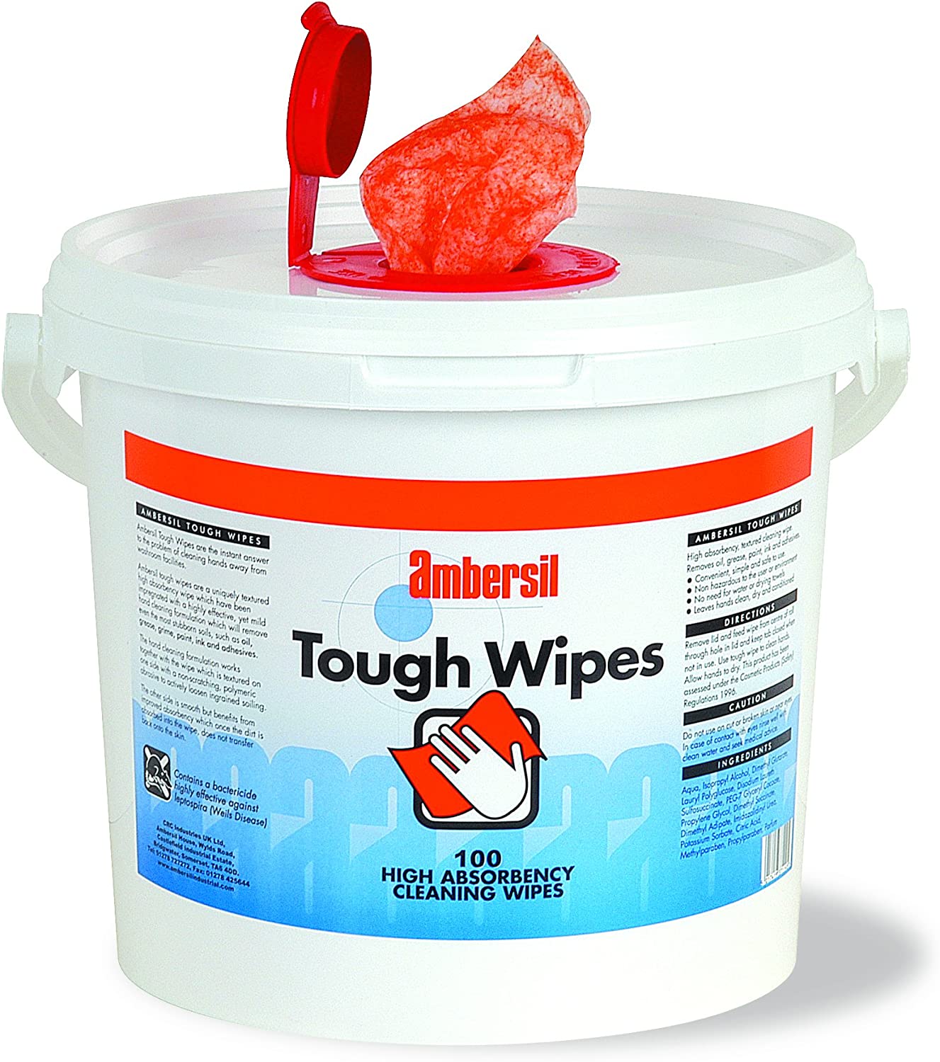 Ambersil Tough Wipe 100 Wipe Tub 100/tub High Absorbency Cleaning Wipe