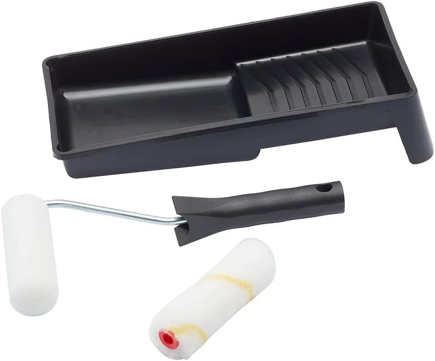 Fit4thejob 4 pc Multi Surface Mini Paint Roller and tray Set Gloss and