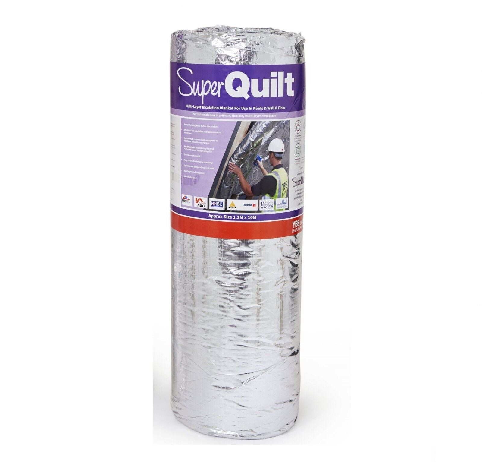 YBS Superquilt 1.2m x 10m Multi Layer Foil Insulation Roof Loft Wall F ...